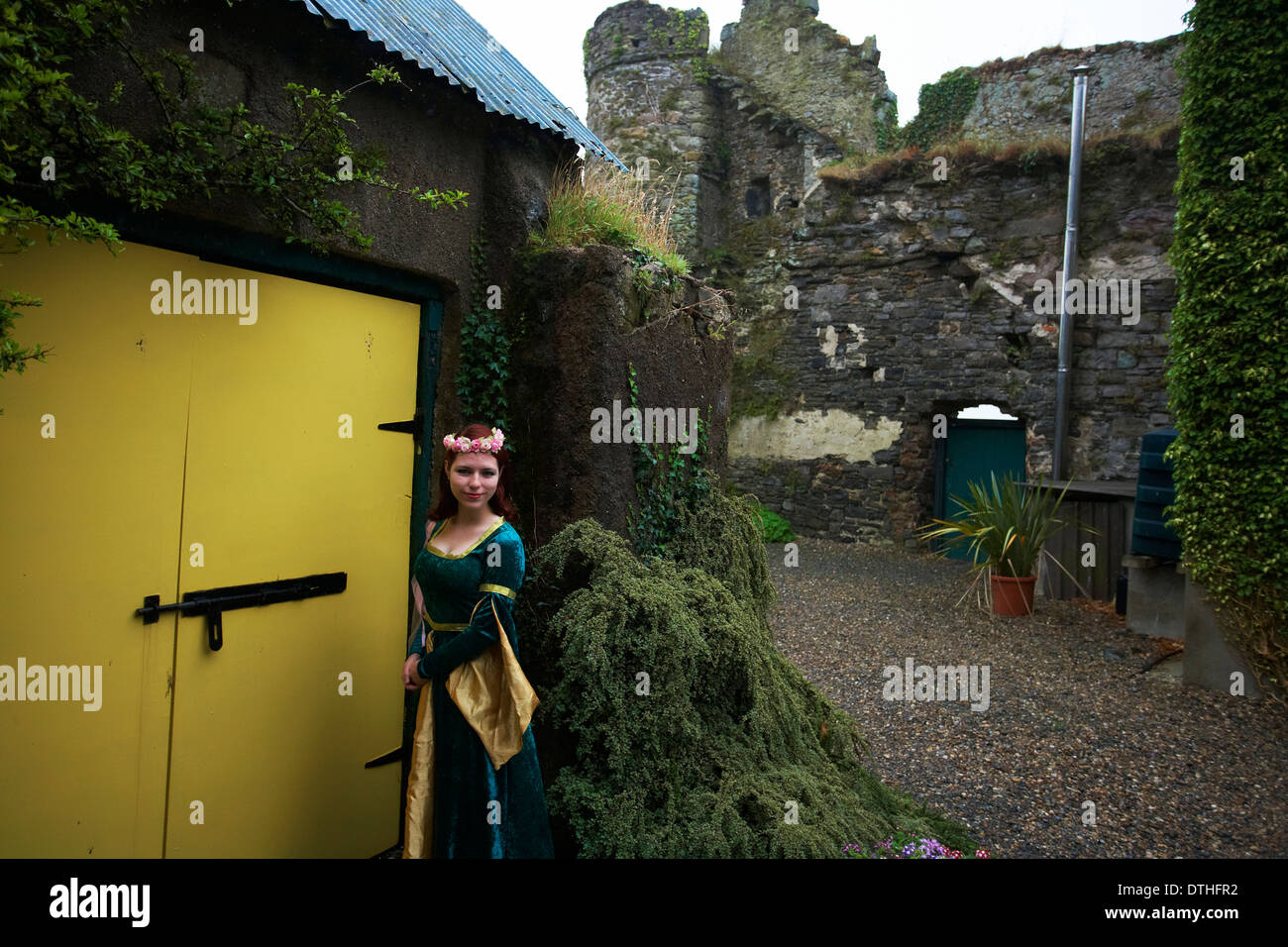 Girl outside of castle Stock Photo - Alamy