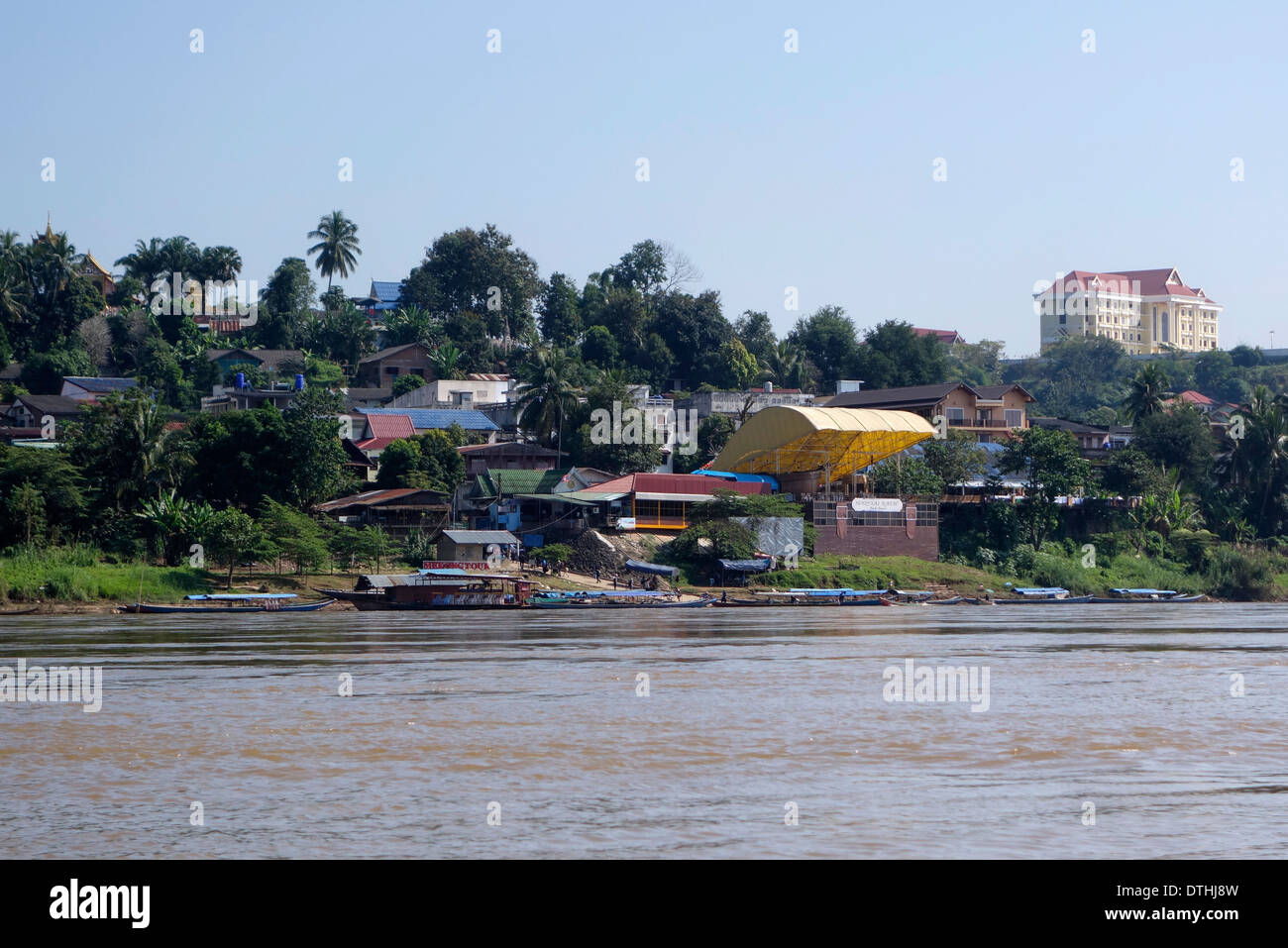 Boat landing on the border town of Huay Xai, Laos Stock Photo - Alamy