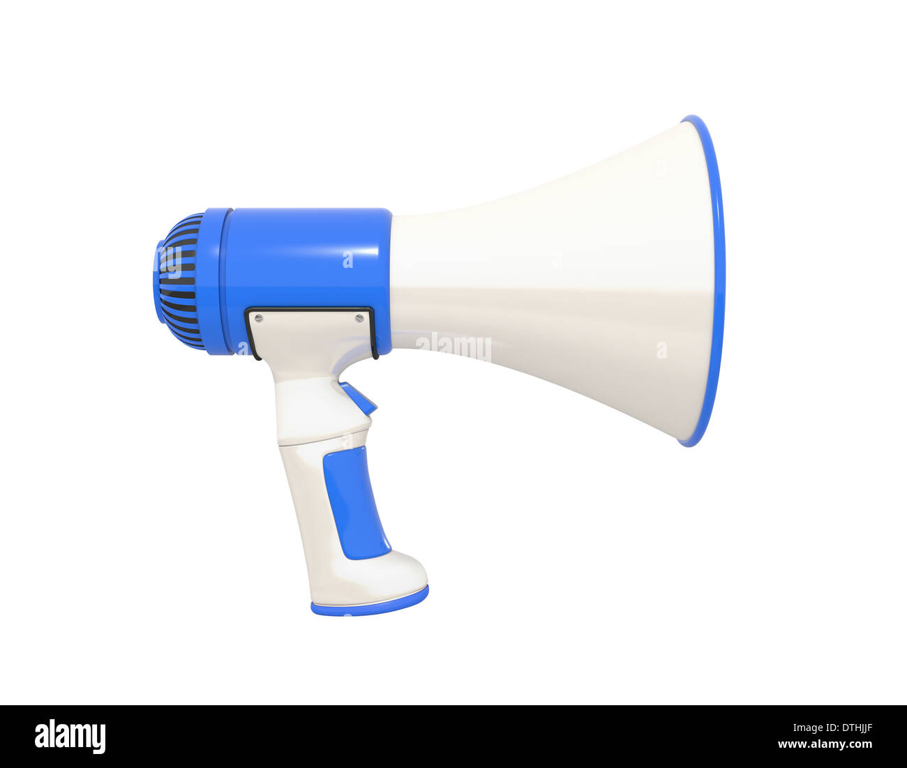 A blue Megaphone on a white background, profile Stock Photo - Alamy