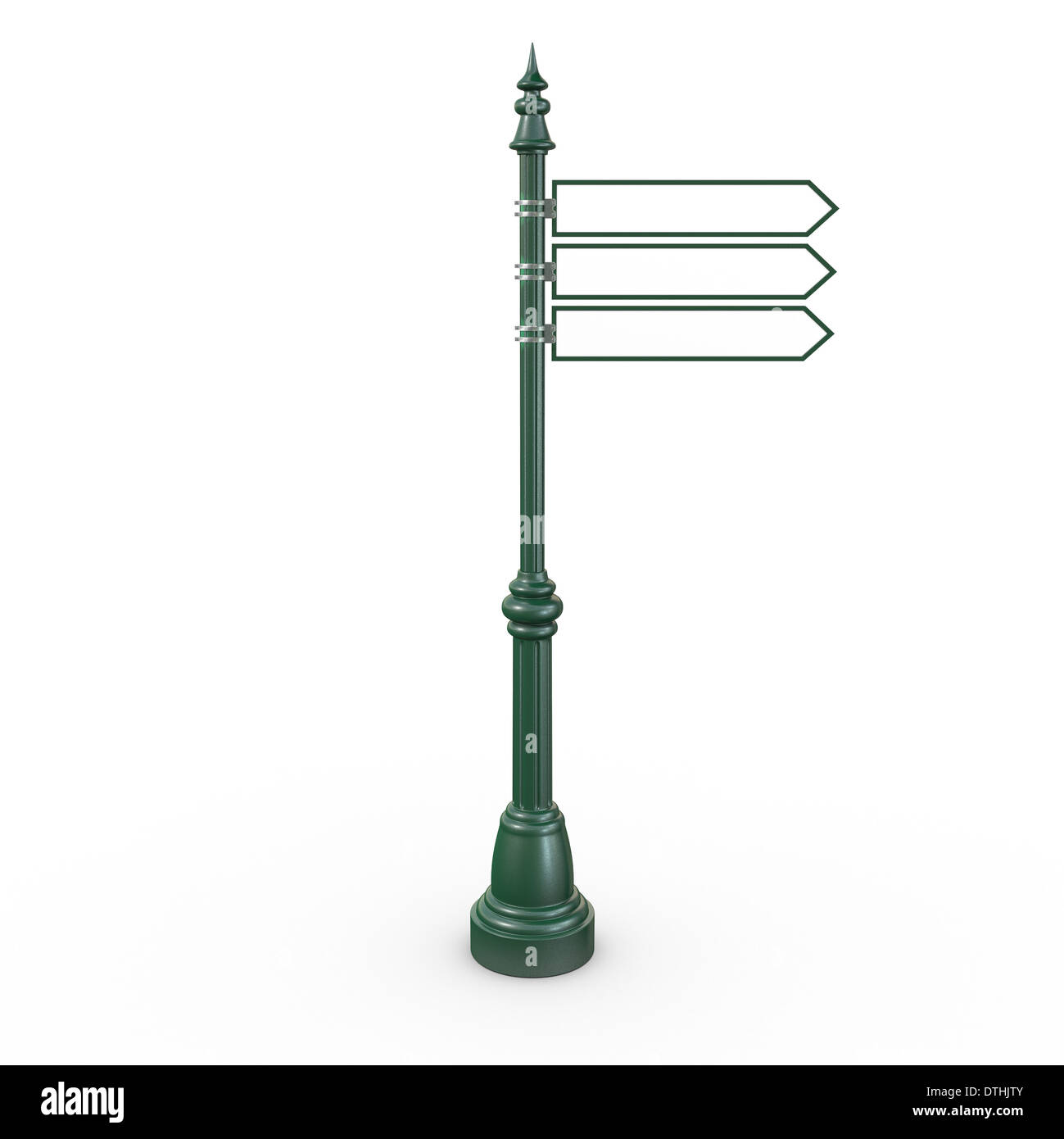 A classic street Sign Post with three Signs pointing right Stock Photo ...