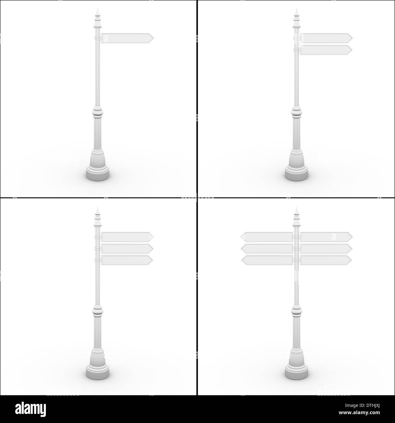 A collection of street Sign Posts with different numbers of Signs ...