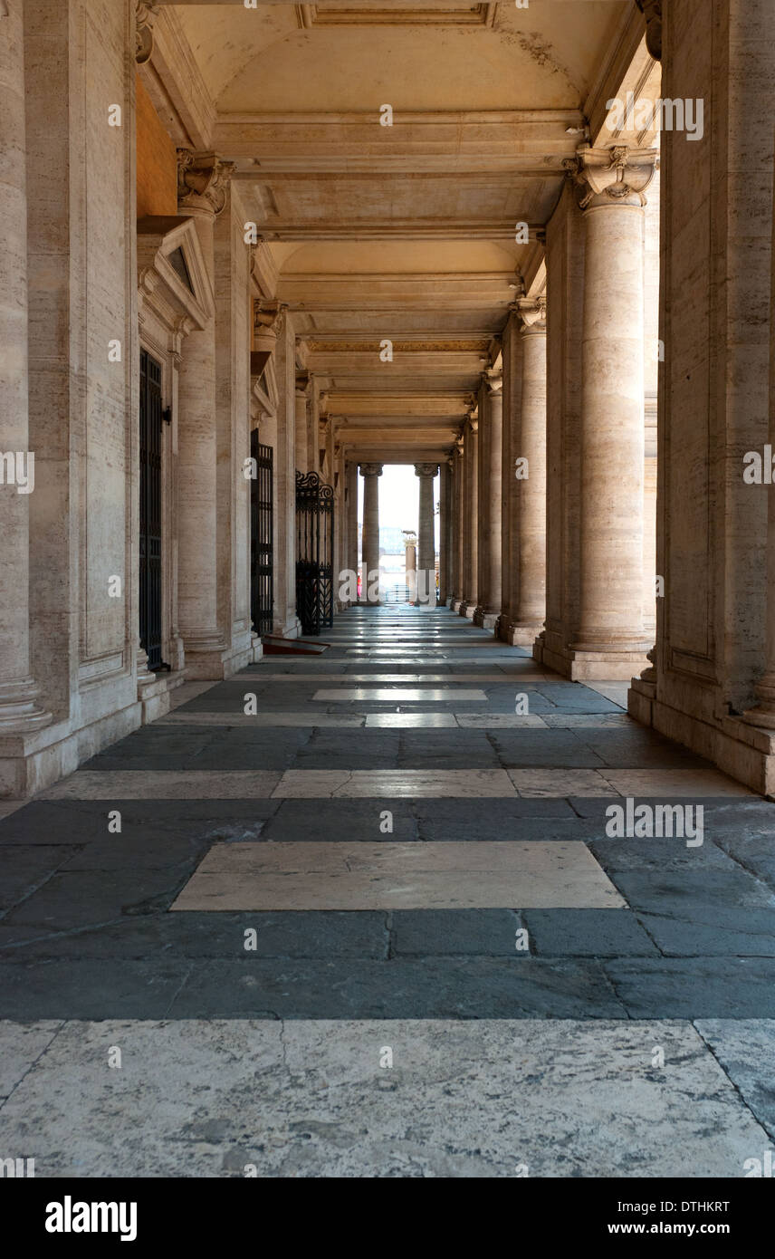 ROME, ITALY corridor with marble columns in this luxury palace Stock ...