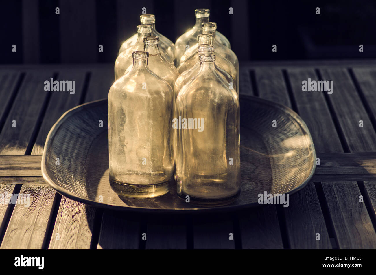 Antique glass bottles retro stylish design motif Stock Photo - Alamy