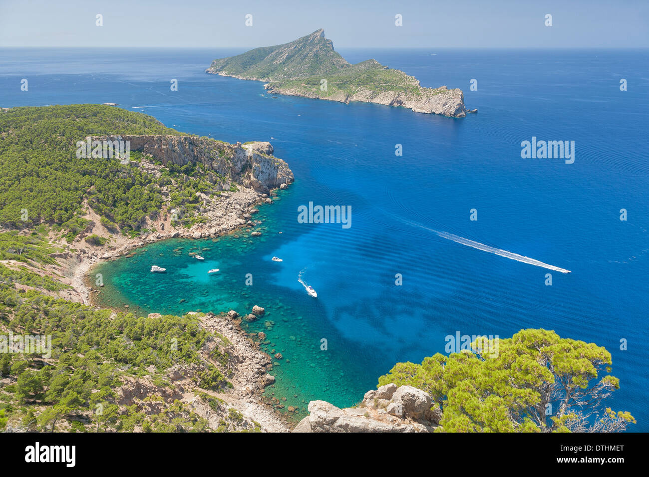 Majorca's southwestern coast in Summertime. Cala en Basset cove and ...