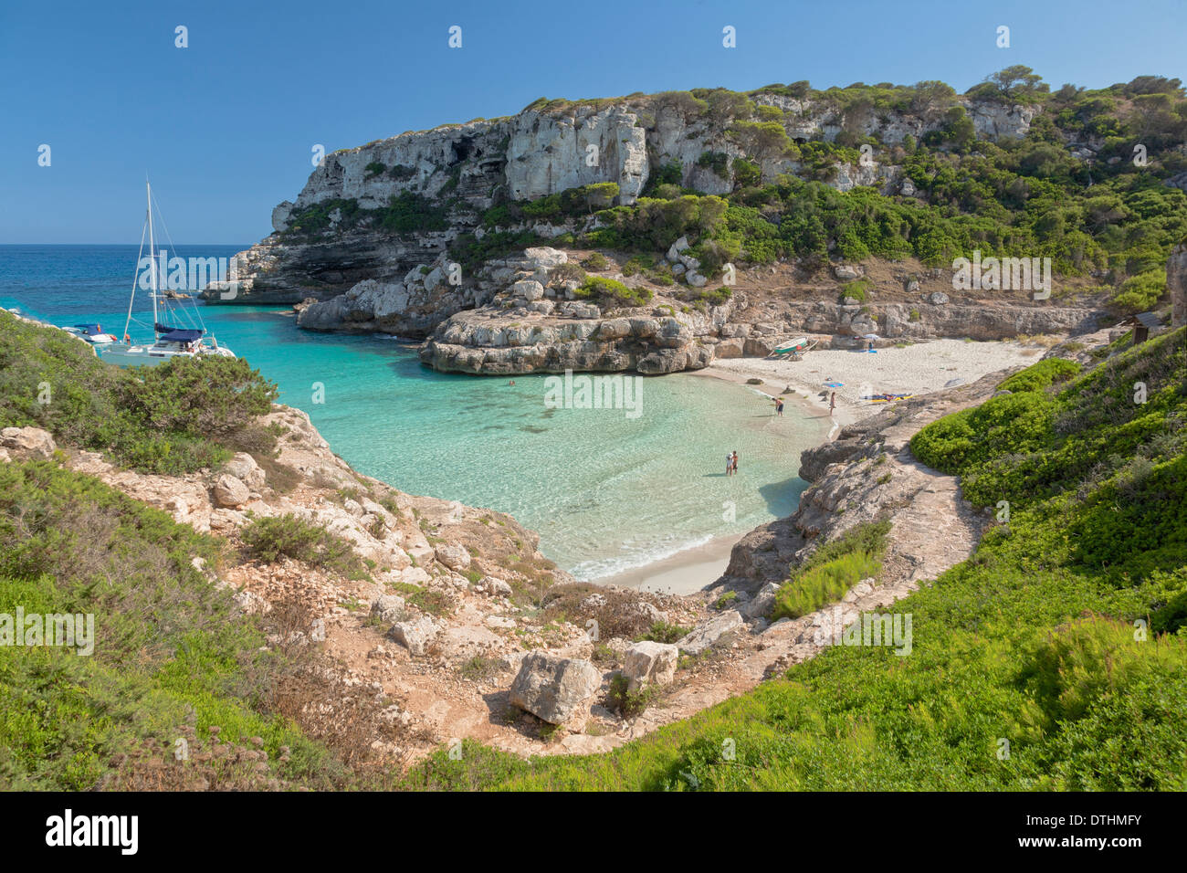 Majorca's south-eastern coast. Caló des Marmols sandy cove, Ses Salines ...