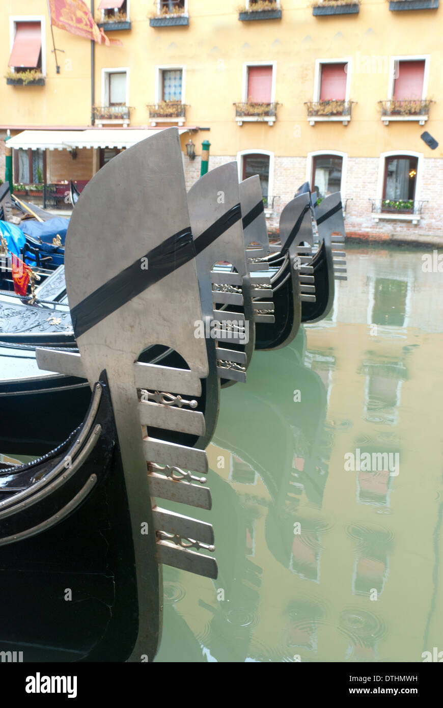 Venice iconic black gondolas Stock Photo - Alamy