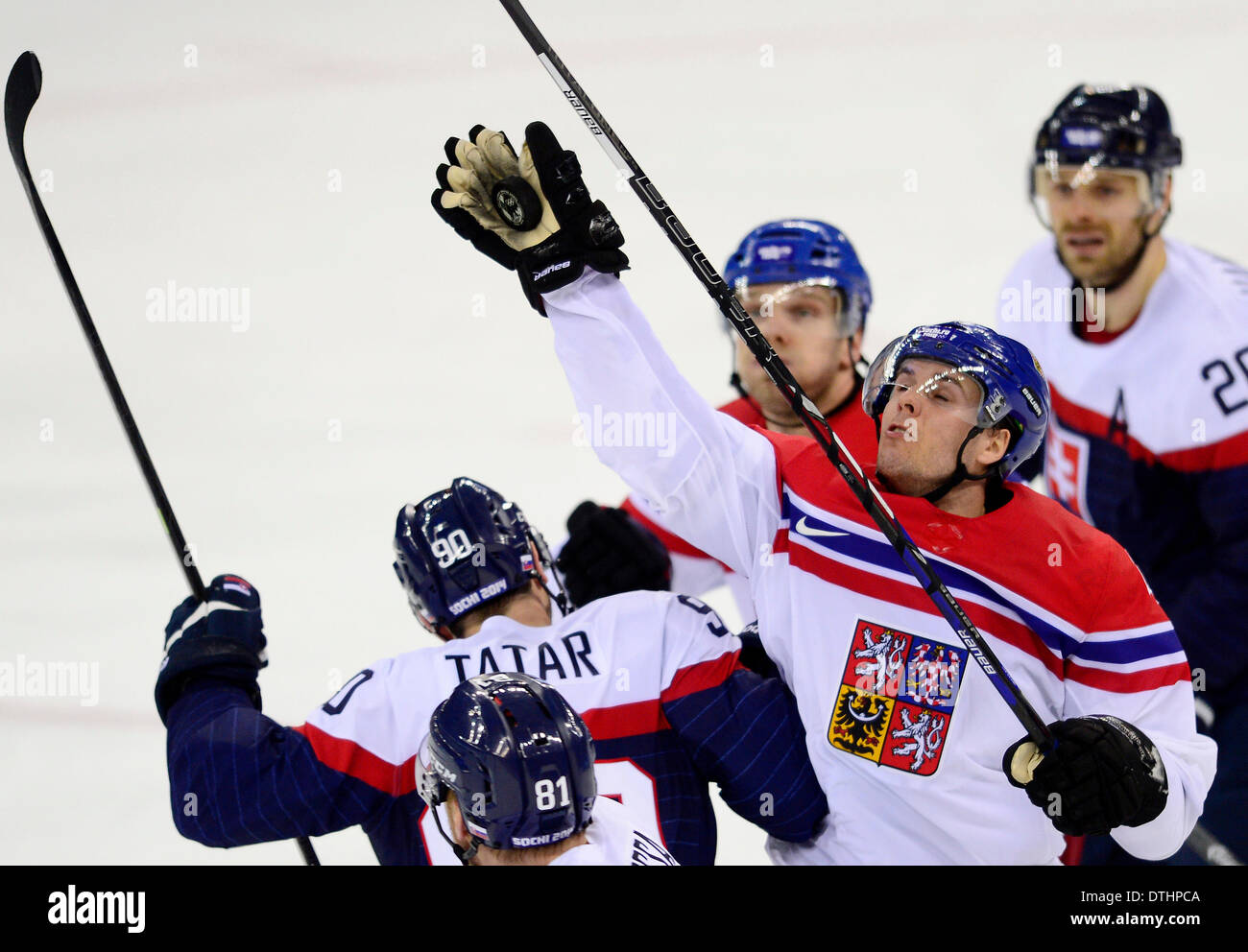 David Krejci of Czech Republic, right, and Tomas Tatar of Slovakia ...