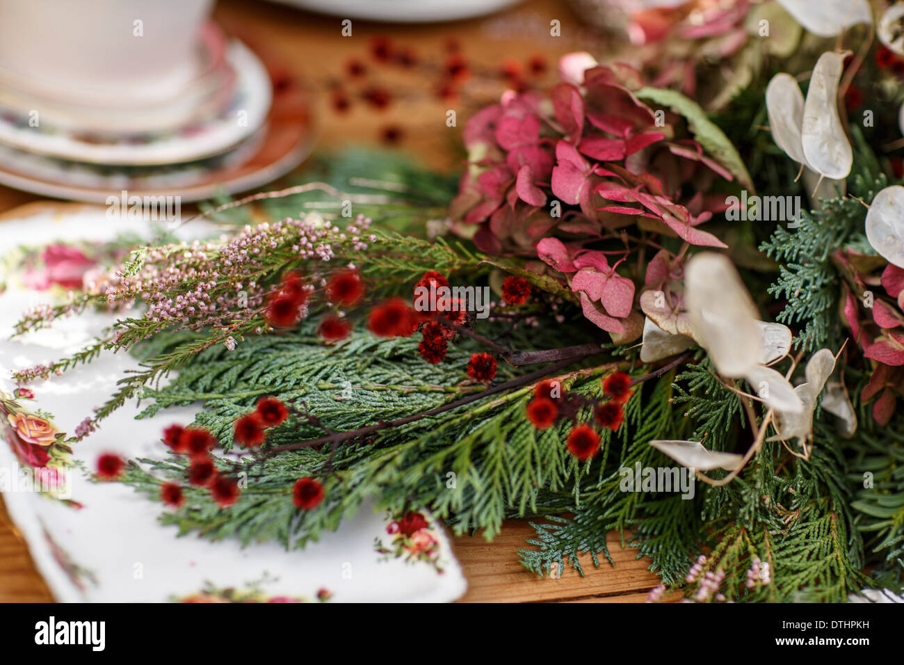 decorative table settings hand made natural substance flower branches ...