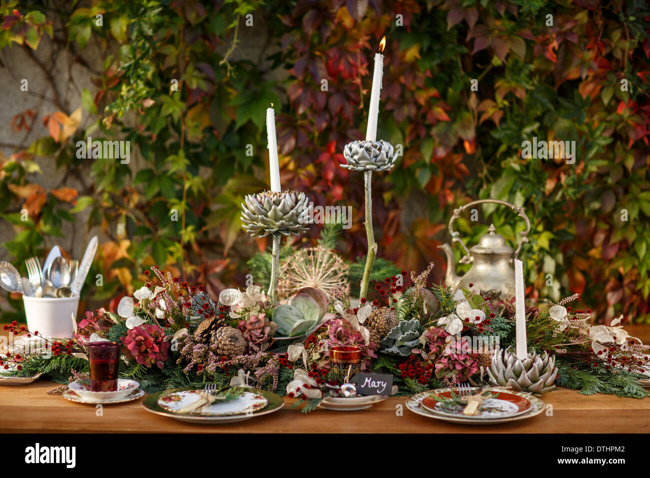 decorative table settings hand made natural substance flower branches ...