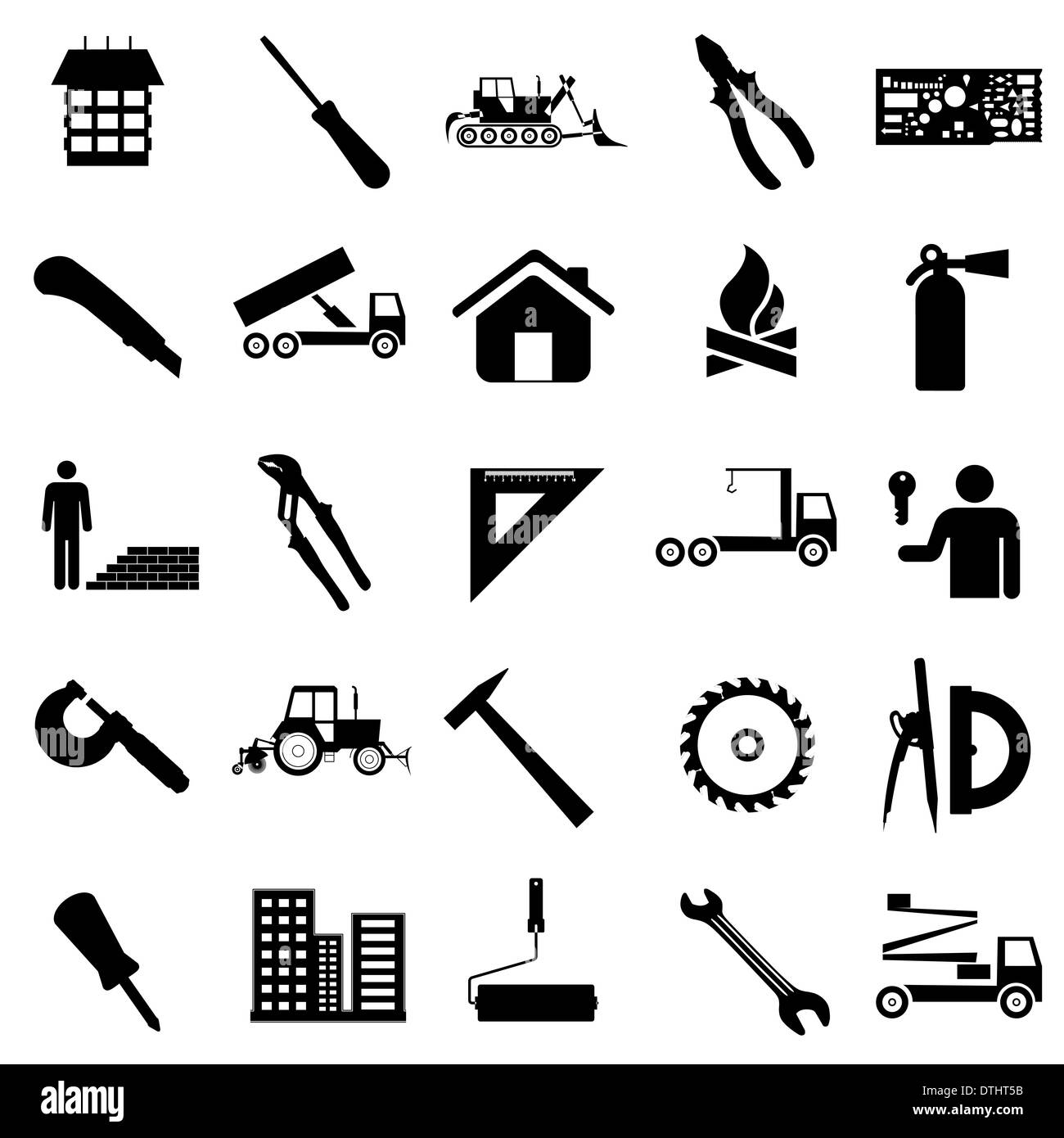 Collection flat icons. Construction symbols. Vector illustration Stock ...