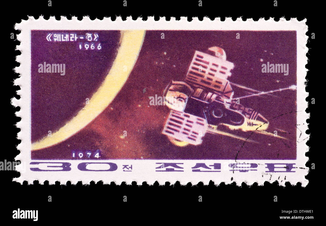 Postage stamp from North Korea depicting the Venera 3 spacecraft Stock Photo - Alamy