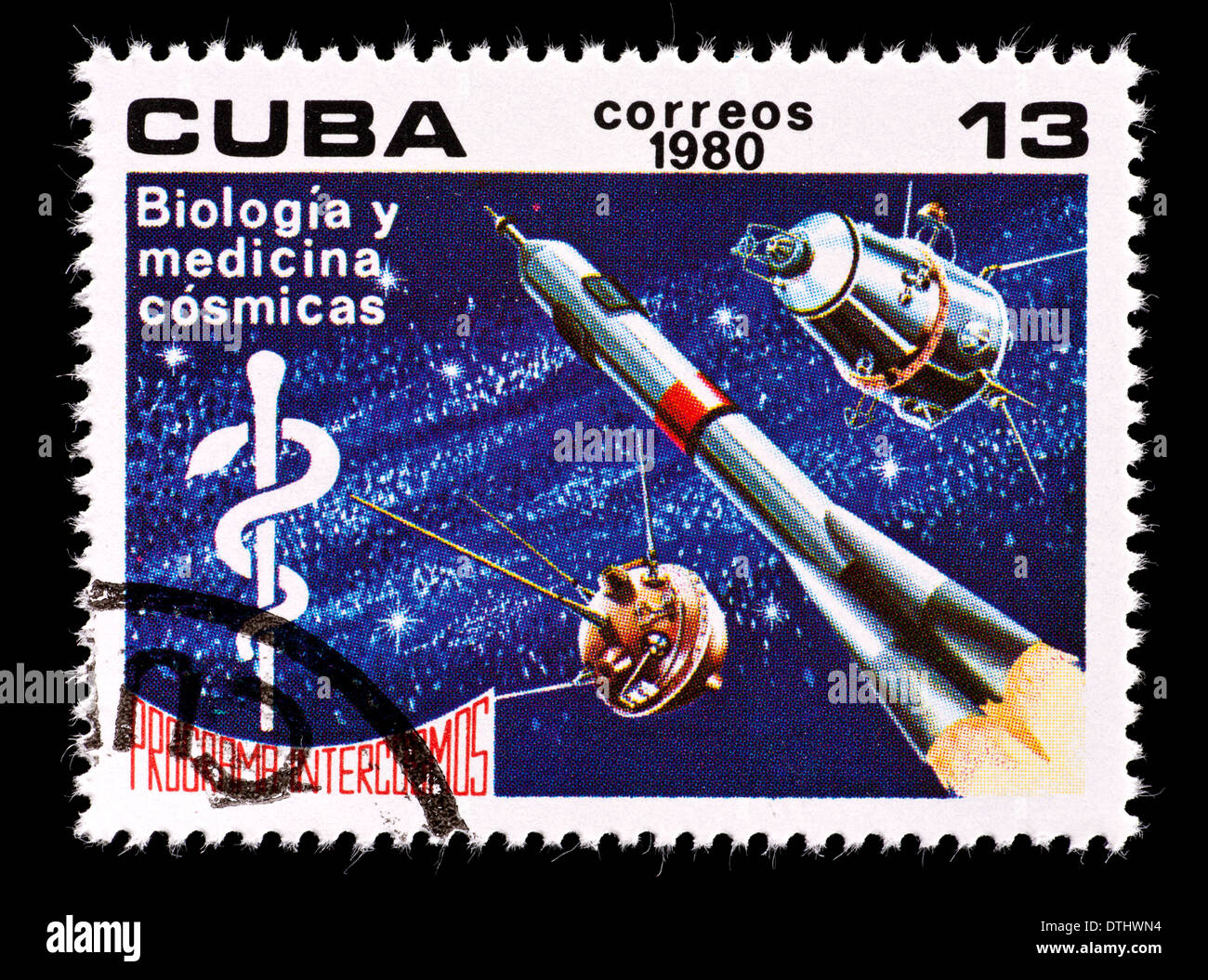 Postage stamp from Cuba depicting the Intercosmos Space Program and its ...