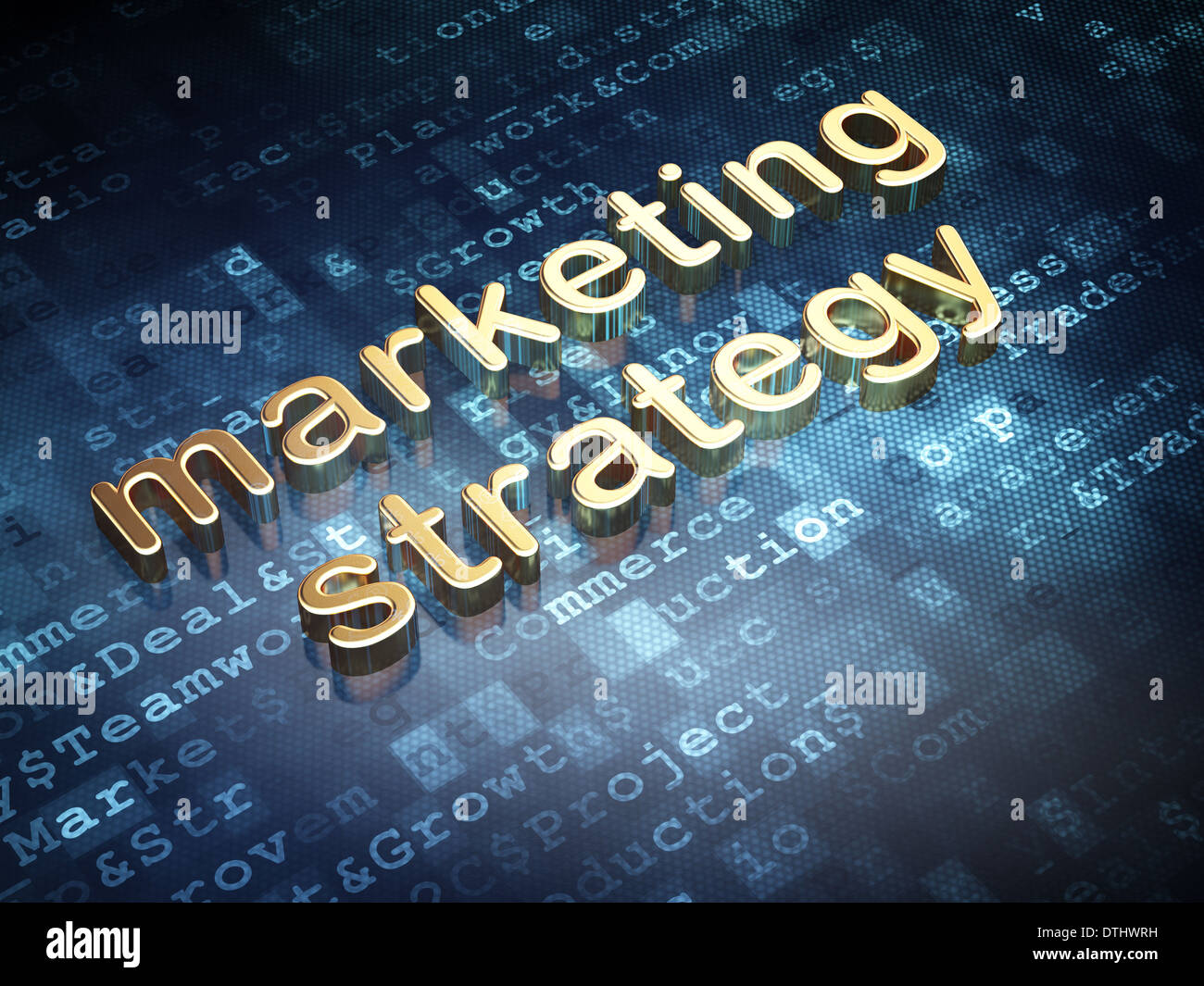 Advertising concept: Golden Marketing Strategy on digital background ...
