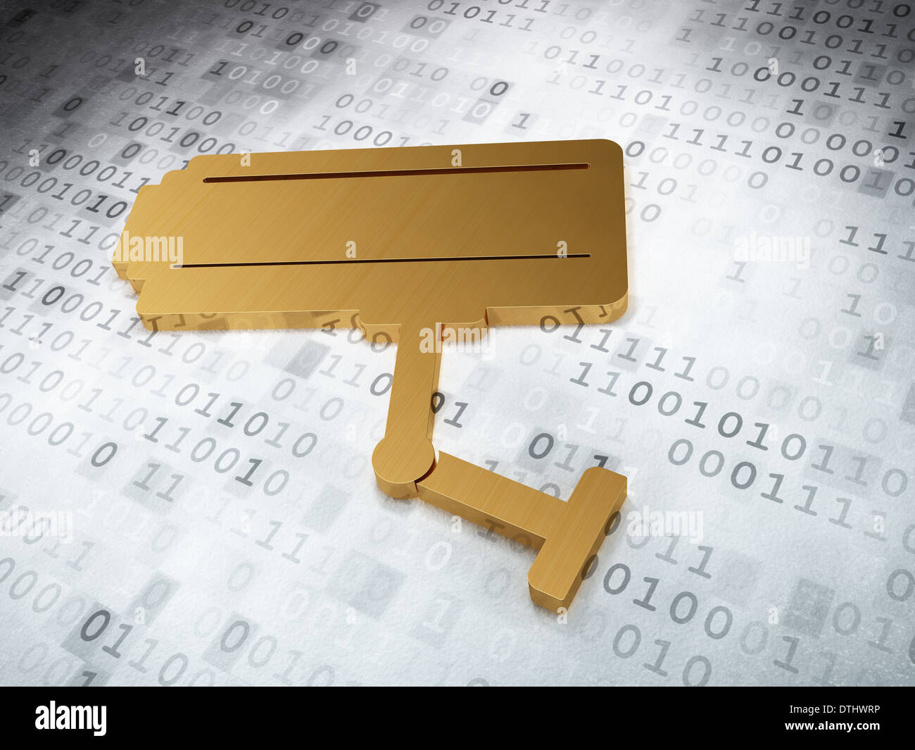 Protection concept: Golden Cctv Camera on digital background Stock ...