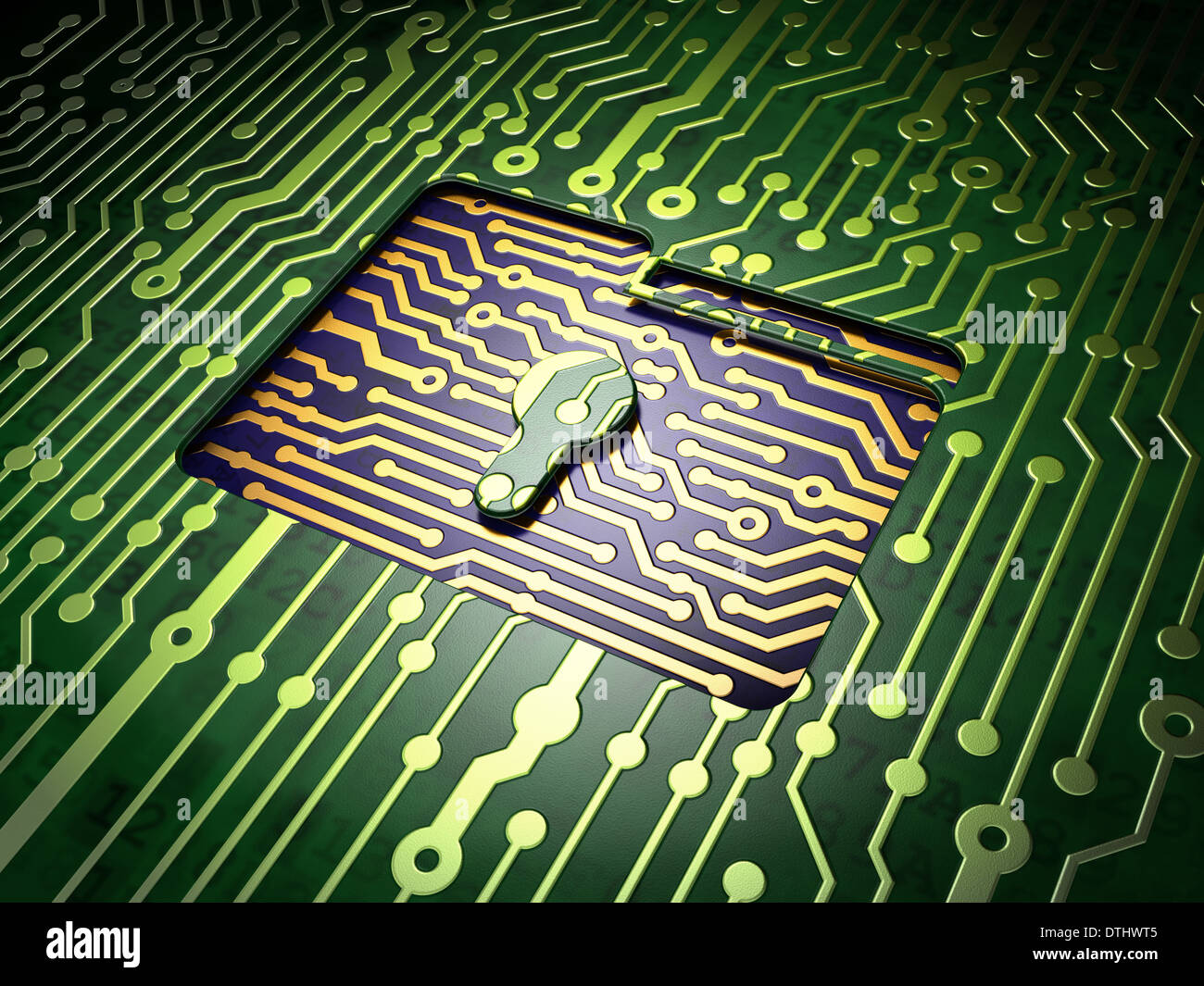 Business concept: Folder With Keyhole on circuit board background Stock ...