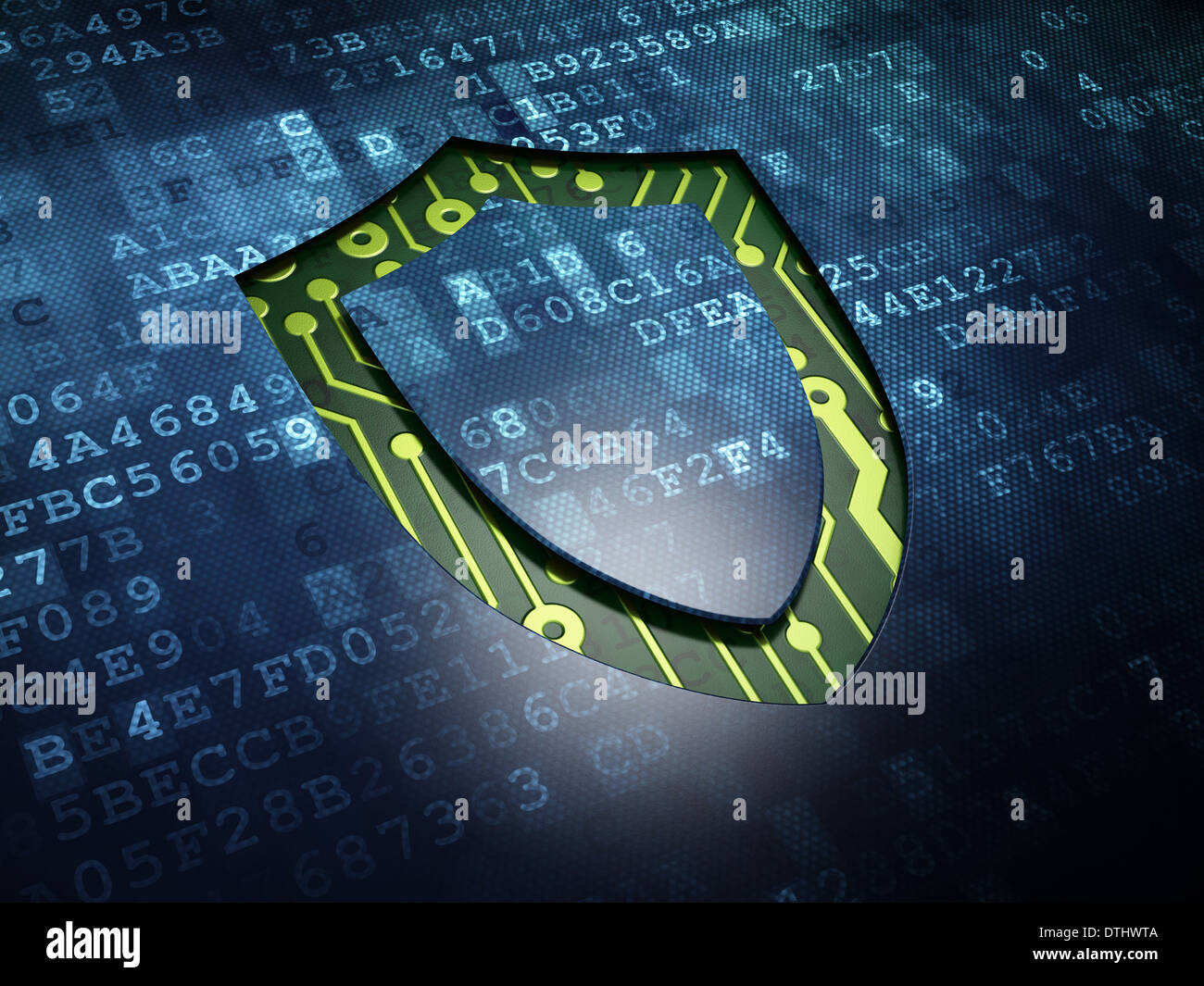 Protection concept: Contoured Shield on digital screen background Stock ...