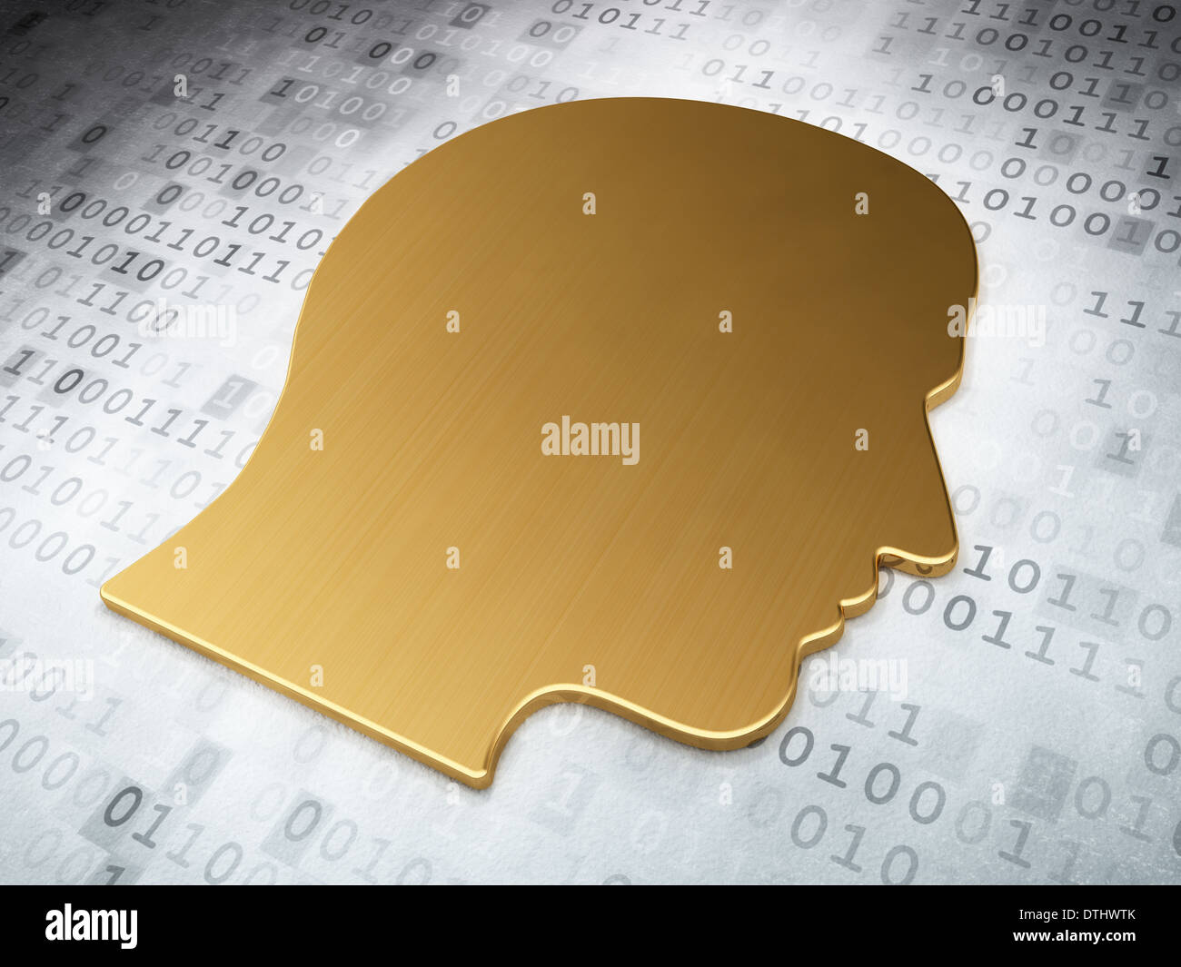 Information concept: Golden Head on digital background Stock Photo - Alamy