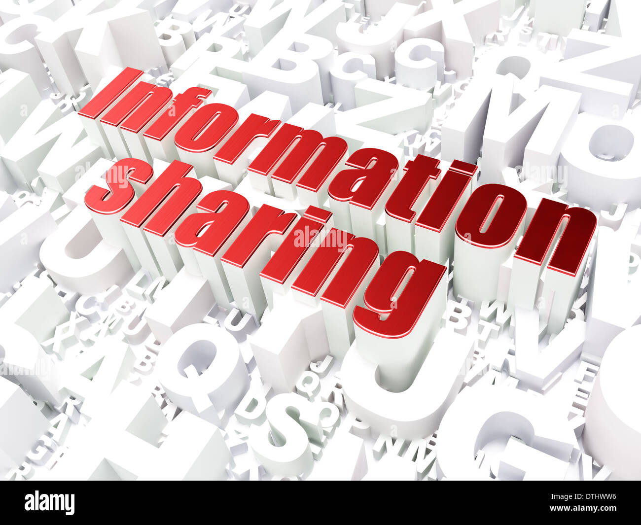 Information concept: Information Sharing on alphabet background Stock ...