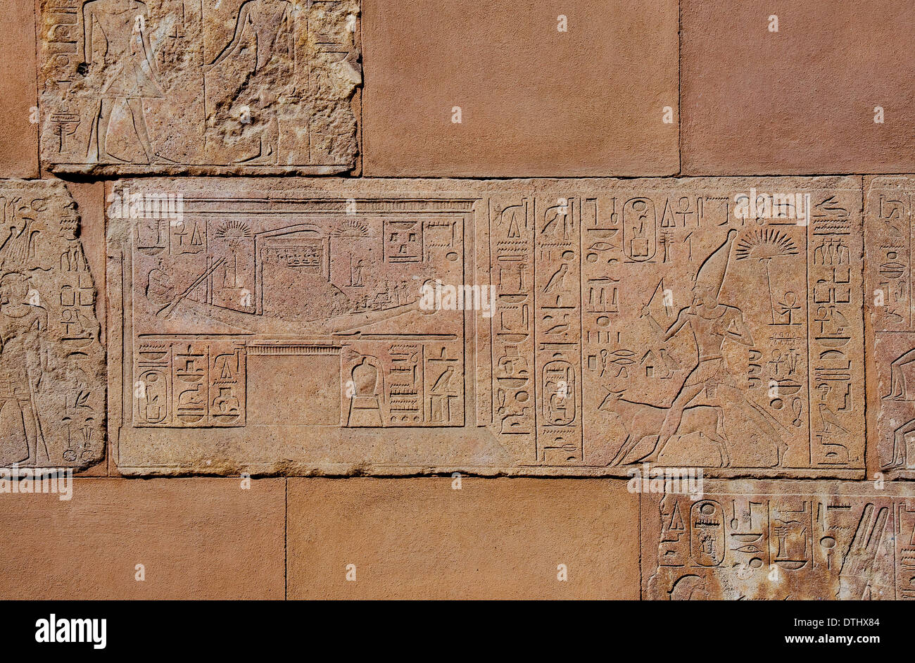 Incised blocks making up part of the reconstructed red chapel or ...