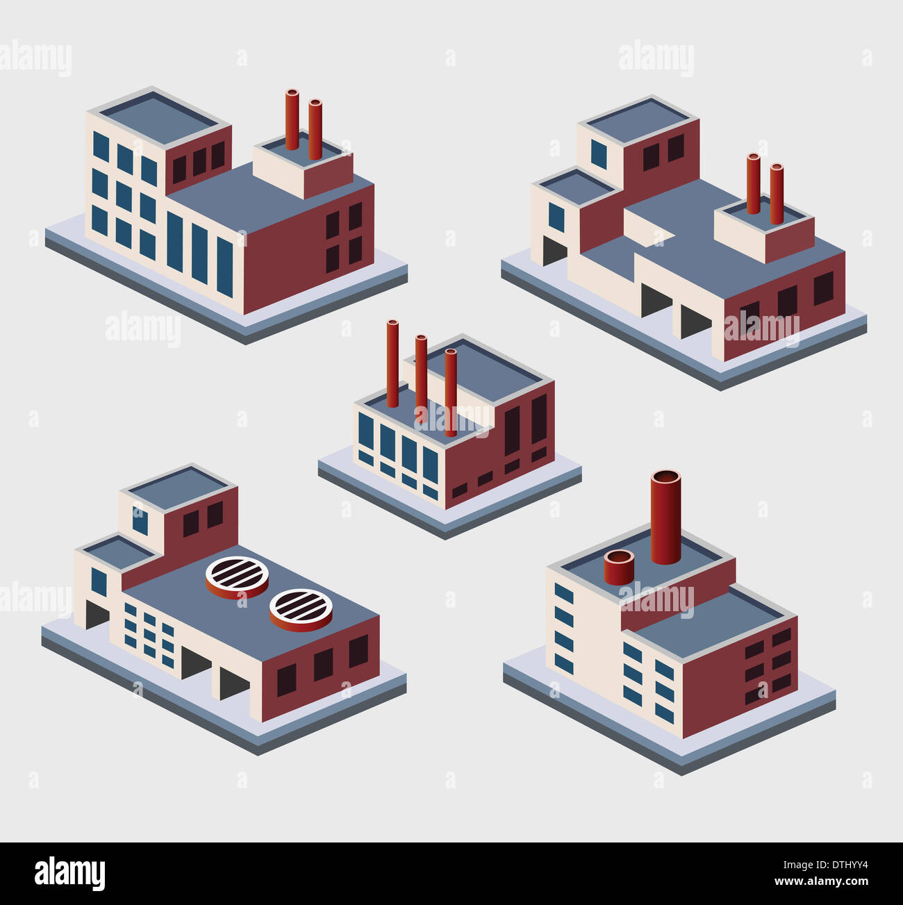 A set of urban and industrial buildings in the isometric Stock Photo ...