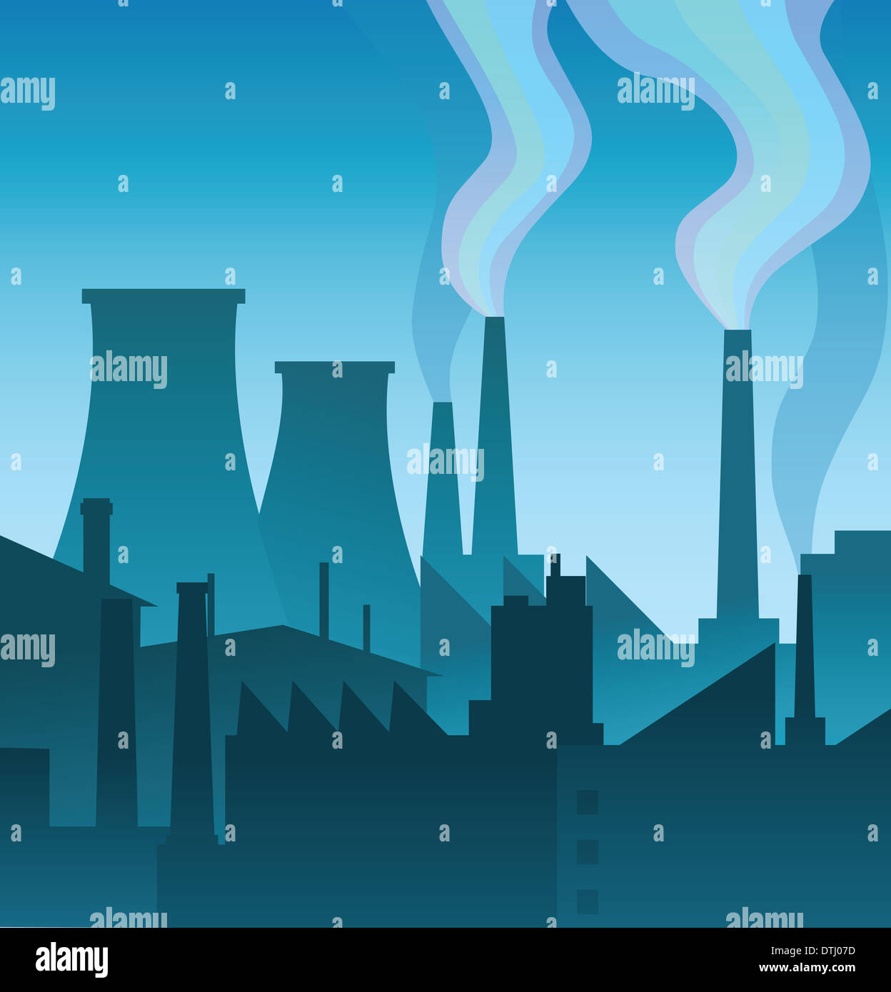 Vector fantasy on an industrial theme in blue colors Stock Photo - Alamy