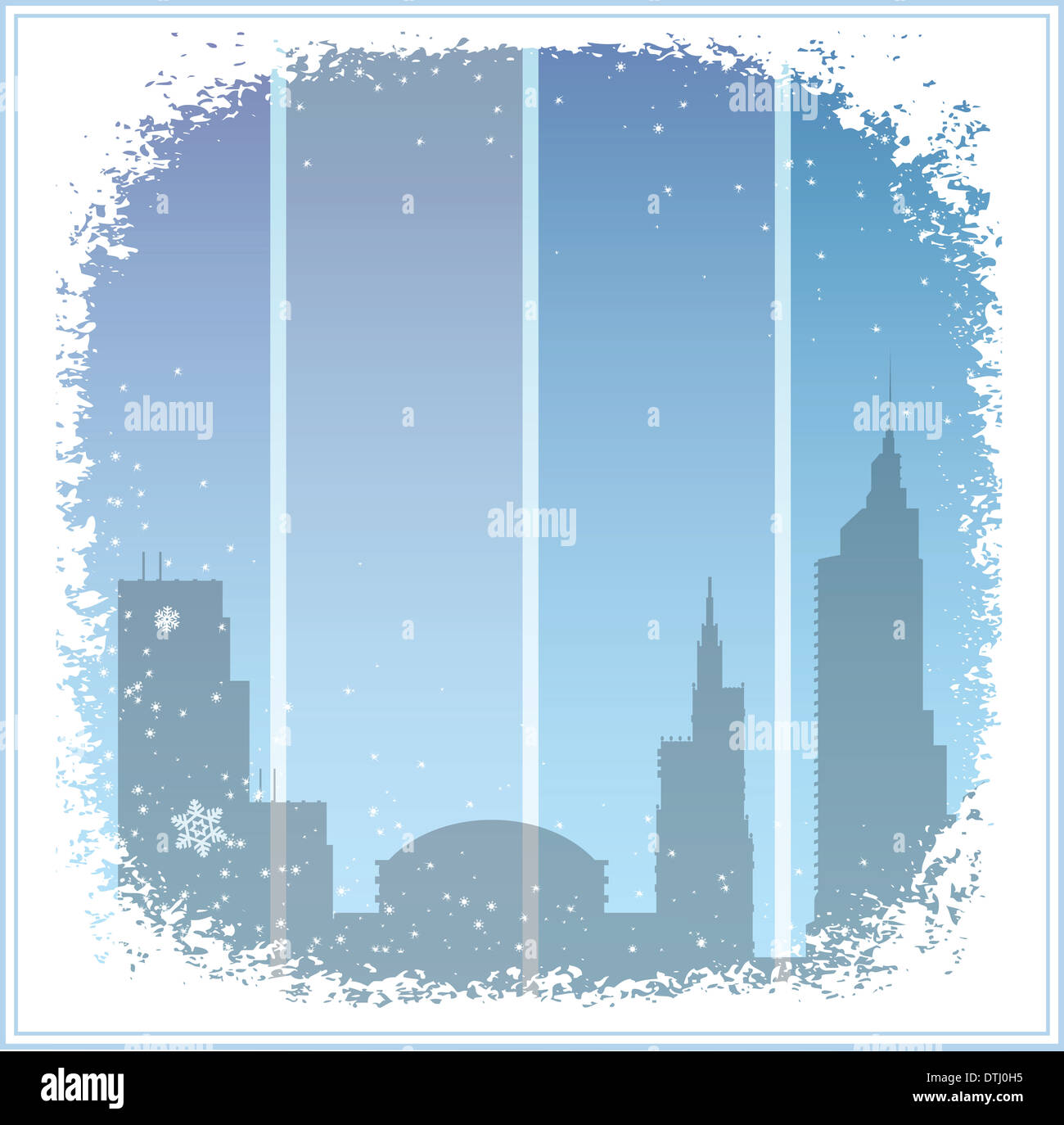 The city's skyline on the background of snowflakes Stock Photo - Alamy
