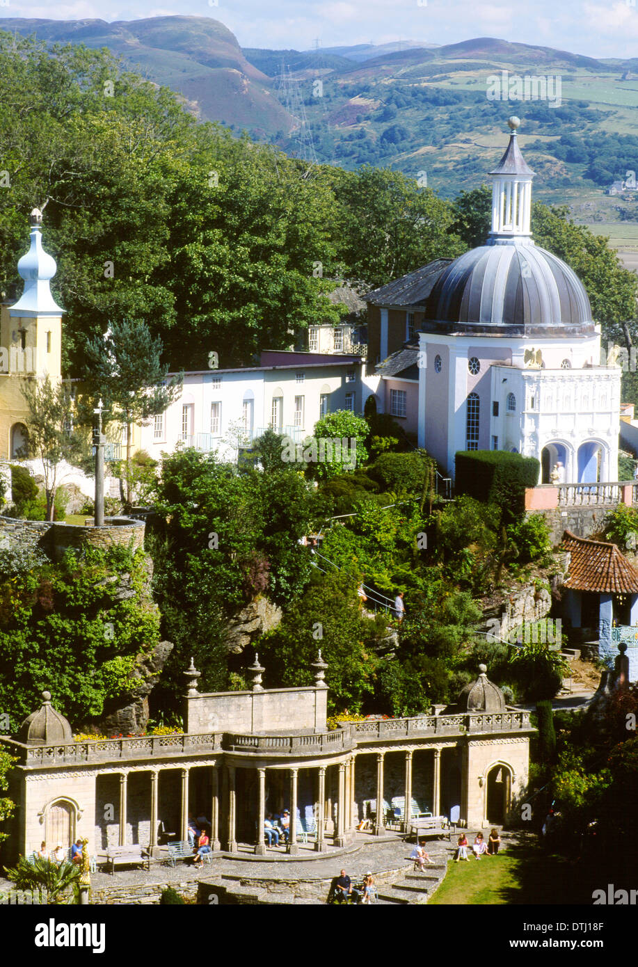 PORTMEIRION MAIN PIAZZA AND PANTHEON RHINOGYDD RHINOG RANGE IN ...