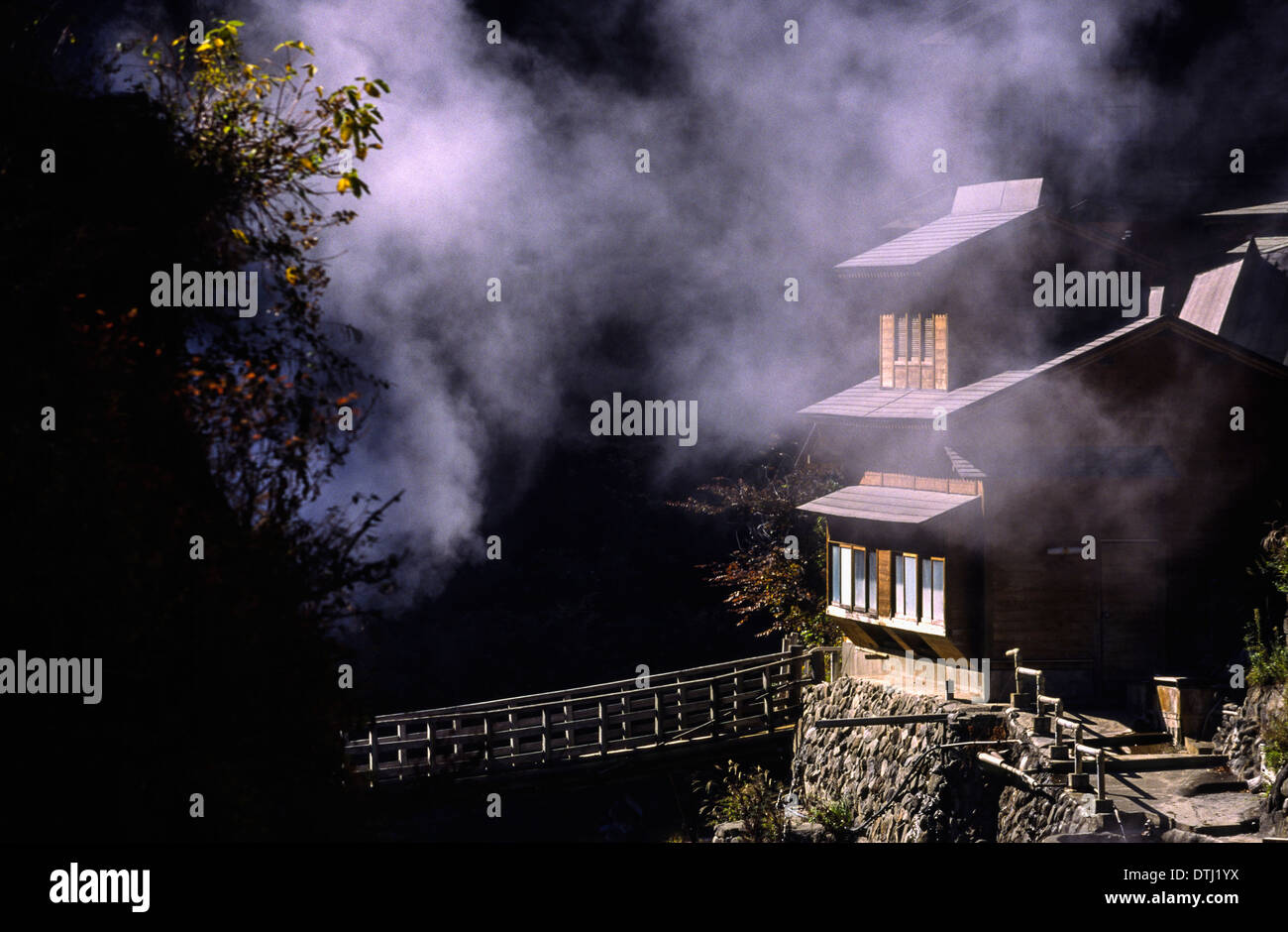 JAPANESE HOUSE OR INN WITH STEAM FROM A HOT SPRING [ ONSEN ] NEAR ...