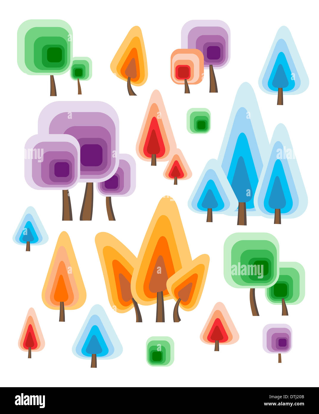 Vector trees on a white background Stock Photo - Alamy