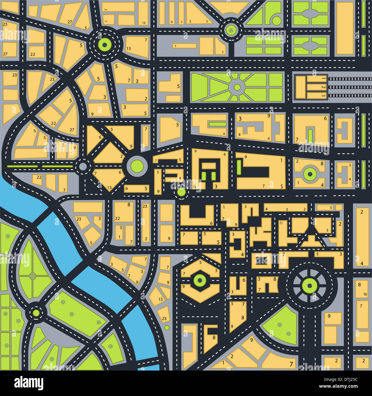 Vector map of the urban area in various colors Stock Photo - Alamy