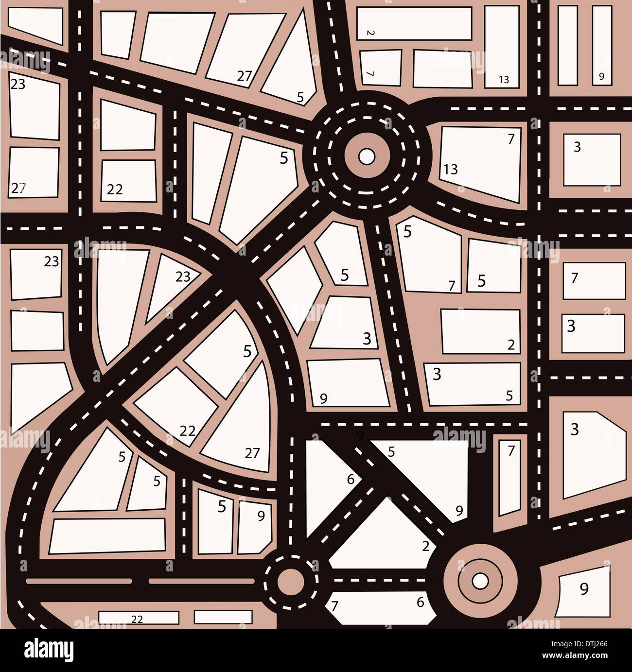 Vector map of the urban area in various colors Stock Photo - Alamy