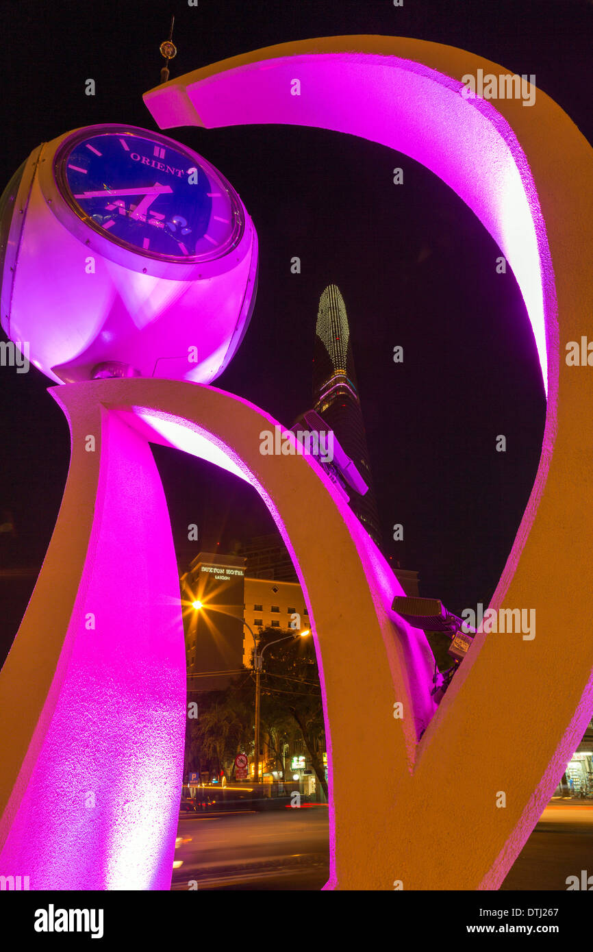 Bitexco Financial Tower at night, Ho Chi Minh City, Vietnam Stock Photo ...