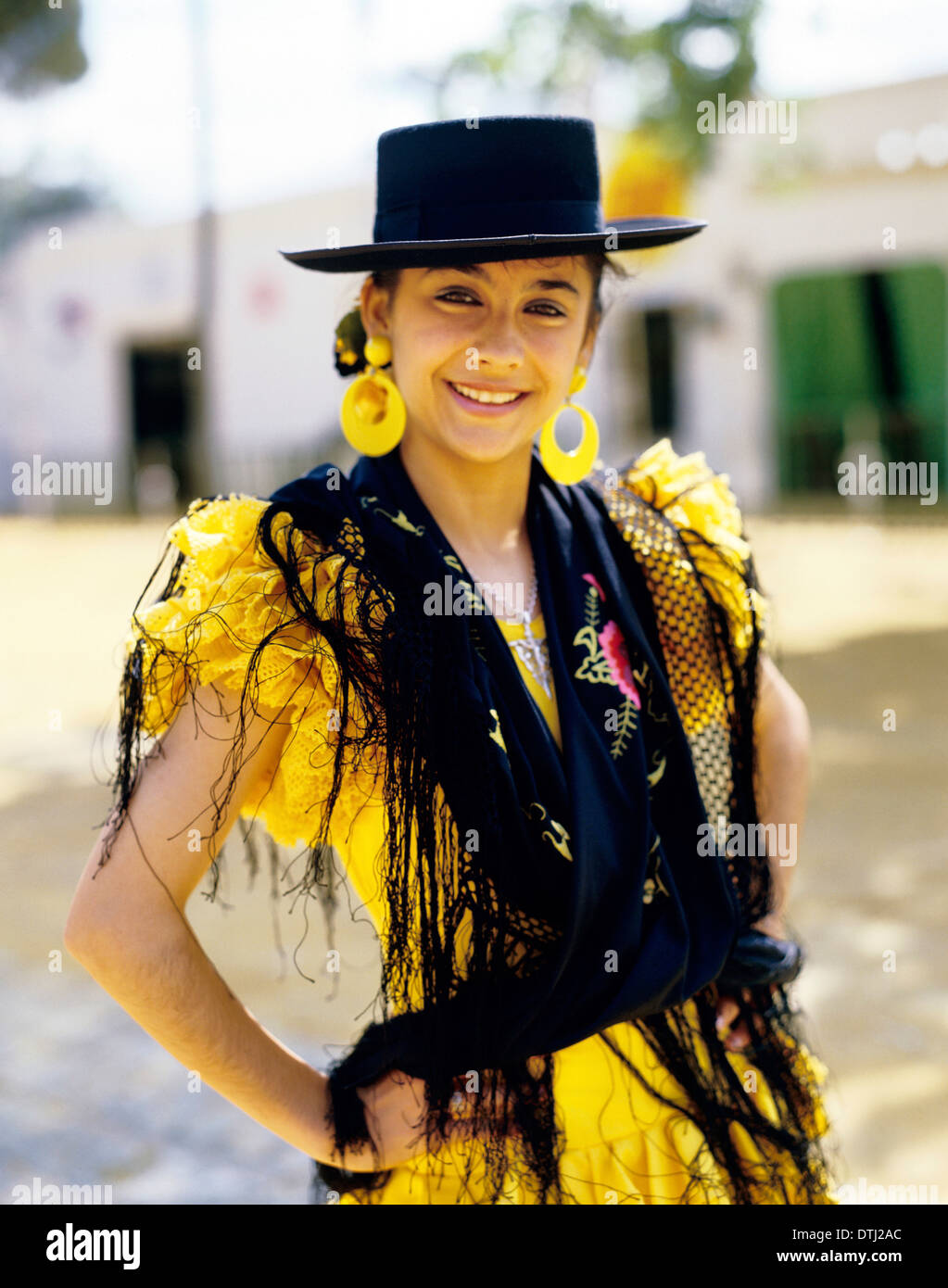 Local female in colourful costume at Horse Fair Stock Photo - Alamy