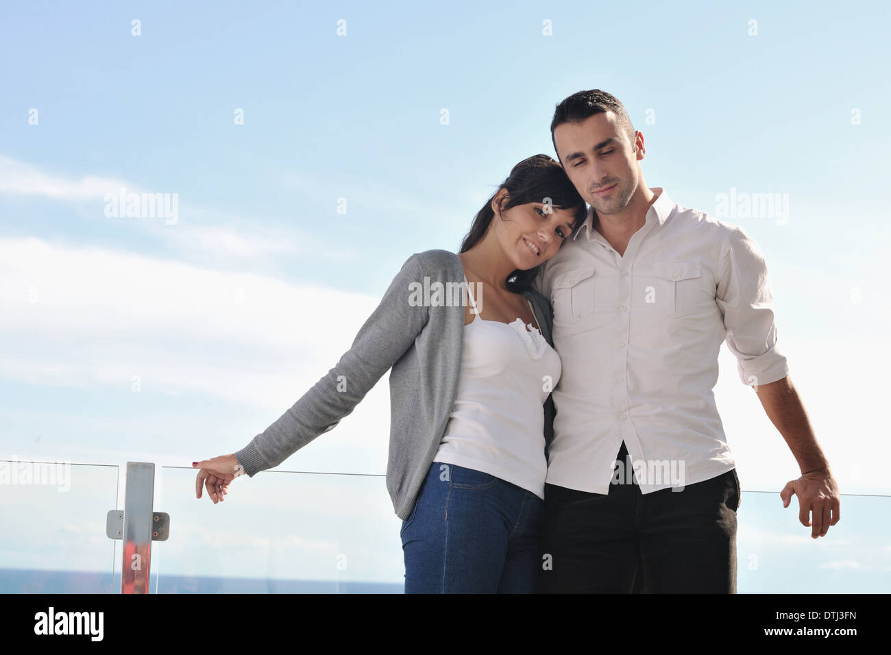 Healthy fit couple on sky background hi-res stock photography and ...