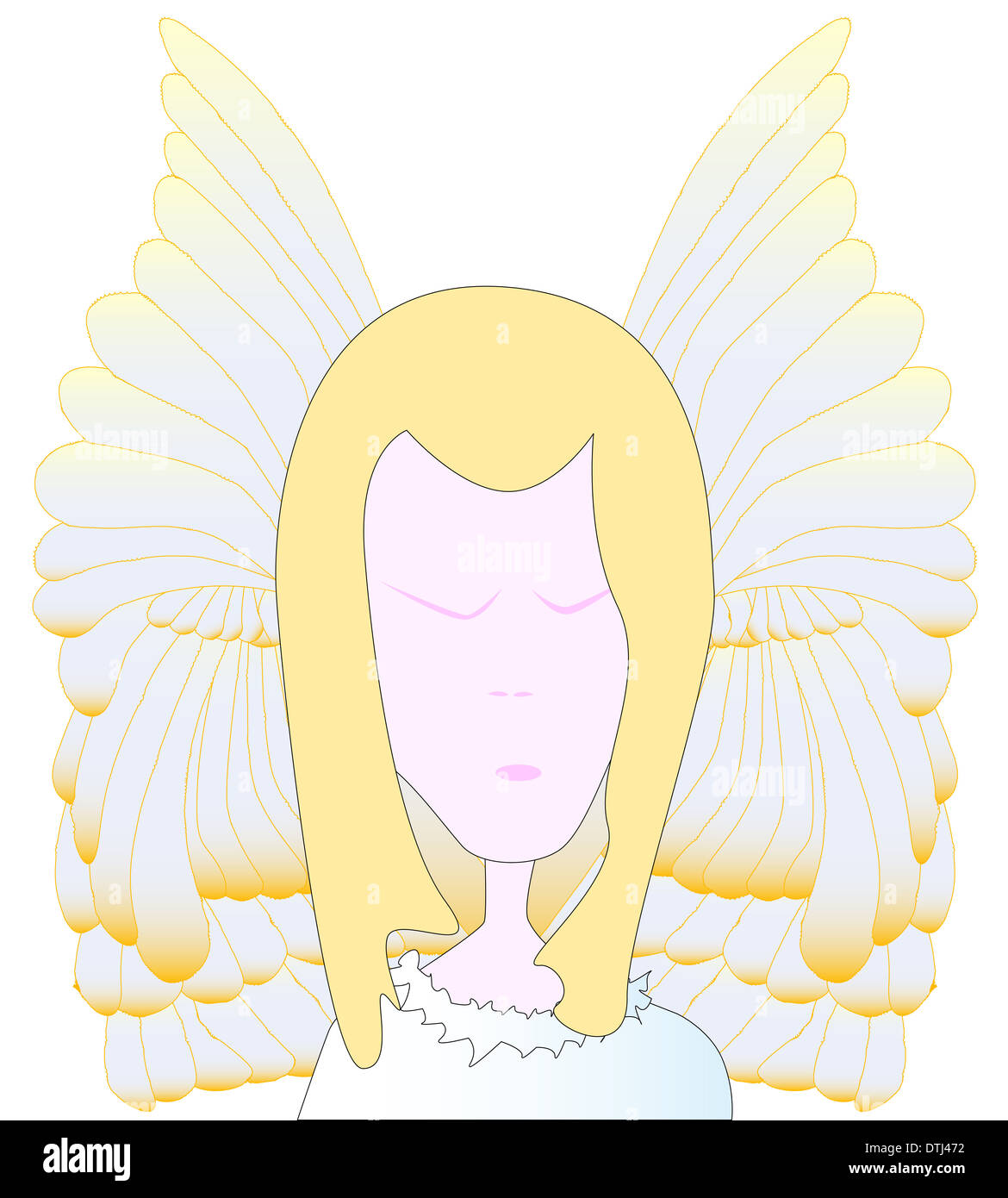 A golden angel face with large wings Stock Photo - Alamy