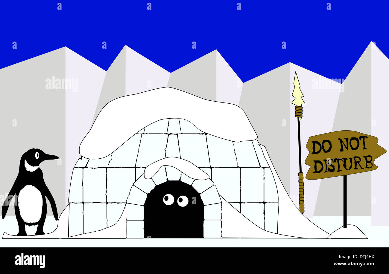 An arctic scene with the eyes of an Eskimo wondering what the penguin ...