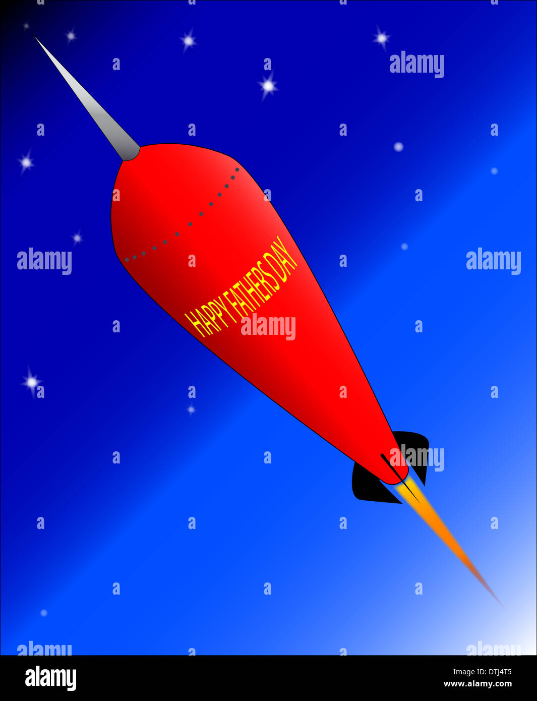 A retro look rocket ship with the message 'Happy Fathers Day' Stock ...