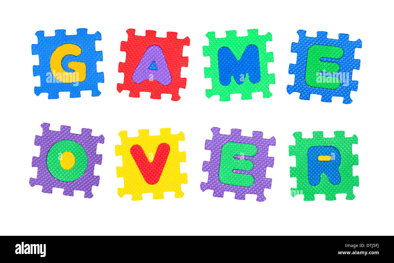 Words Game Over from letters puzzle, isolated on white background Stock ...