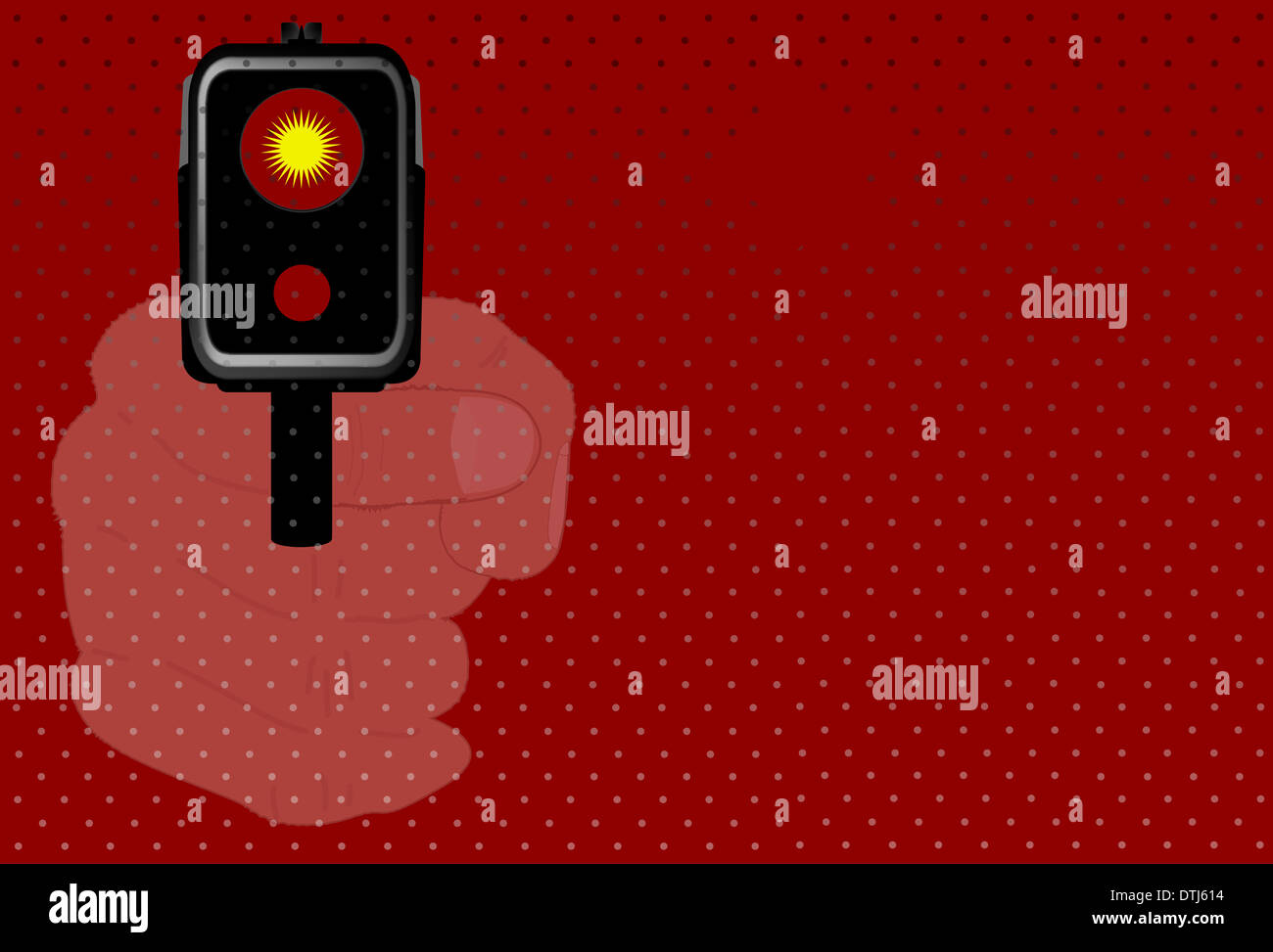 A red grungy background with a series of gray fading dots set against a ...