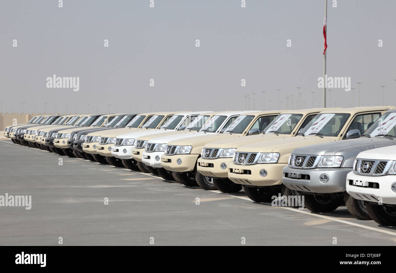 Luxury Nissan SUVs as awards for Camel Race winners in Doha, Qatar ...