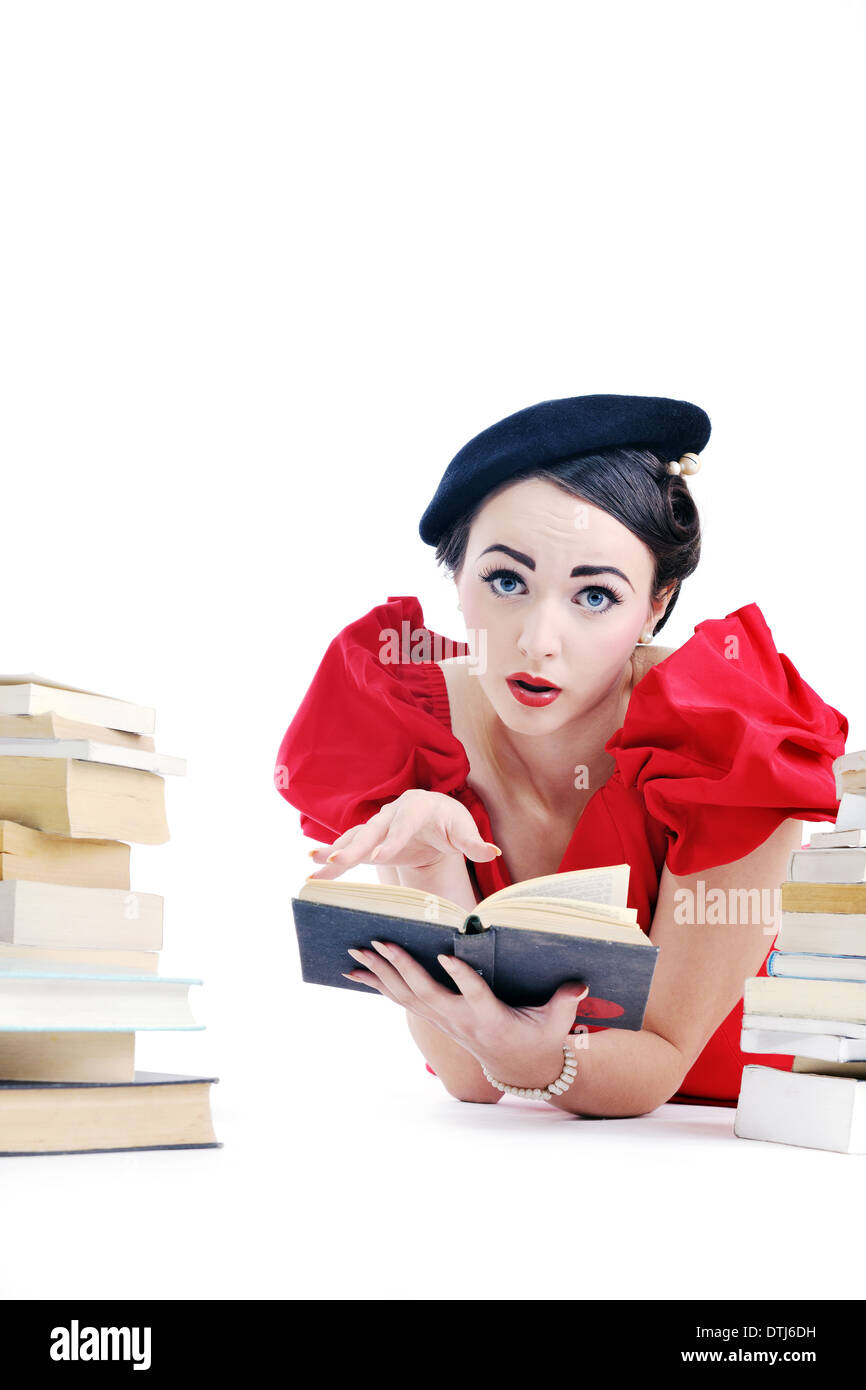 beautiful young woman read book Stock Photo - Alamy