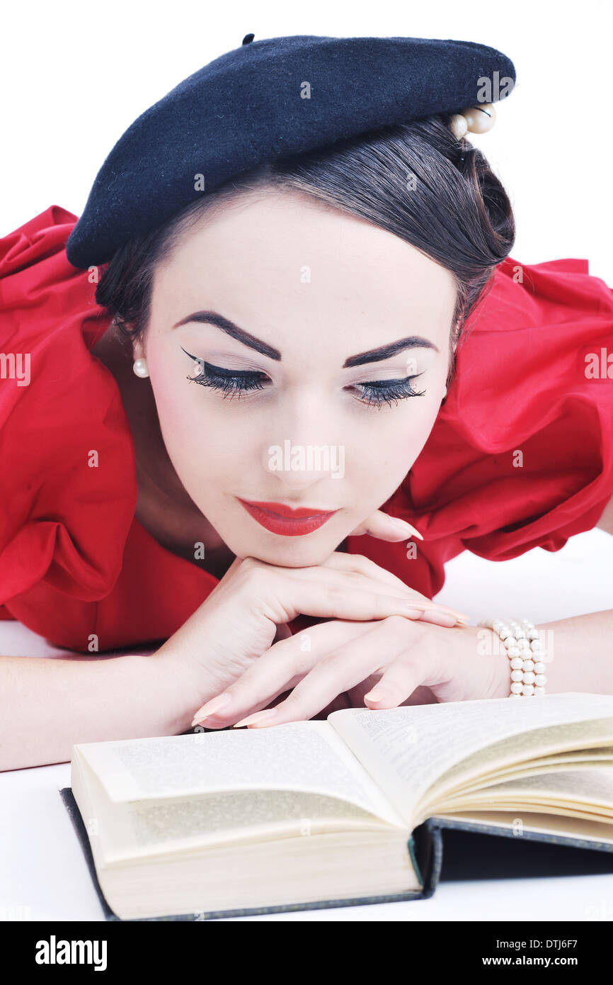 beautiful young woman read book Stock Photo - Alamy