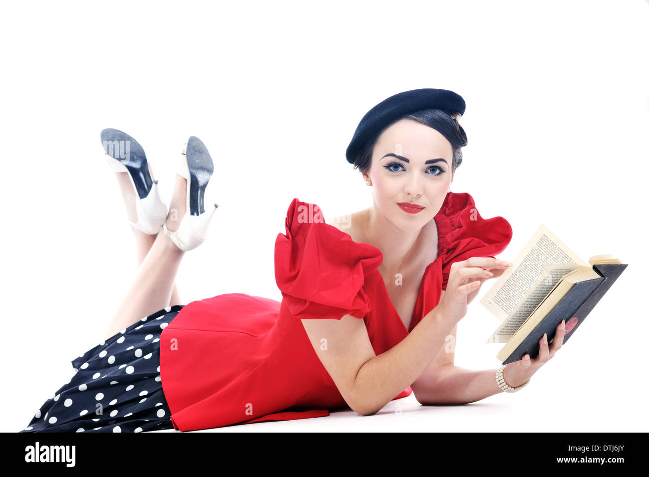 beautiful young woman read book Stock Photo - Alamy
