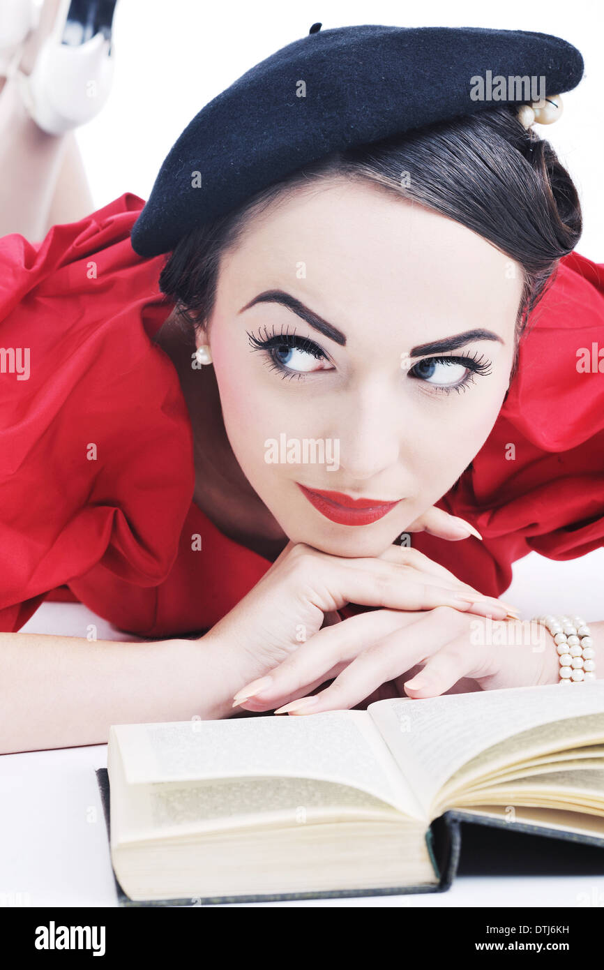 beautiful young woman read book Stock Photo - Alamy