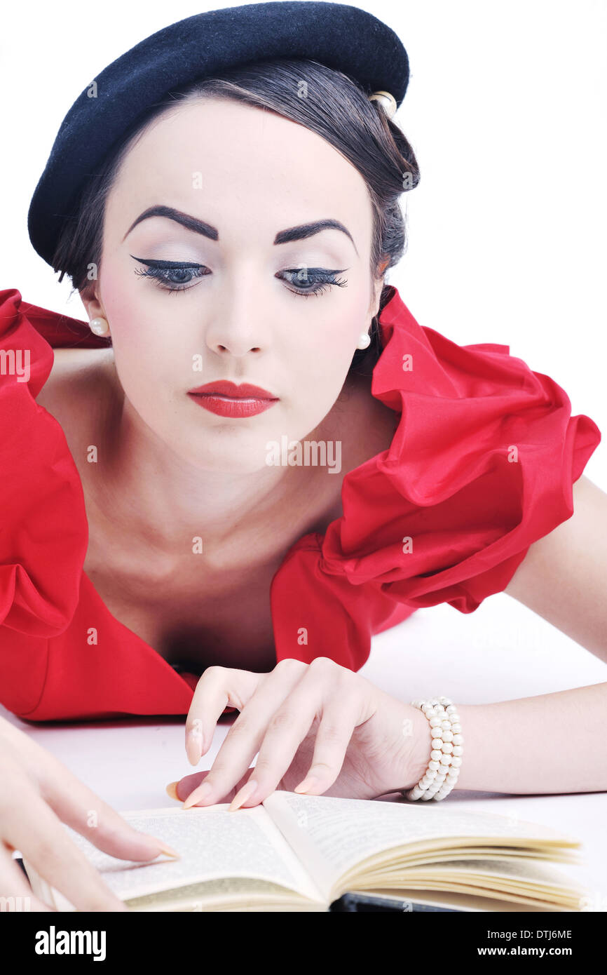 beautiful young woman read book Stock Photo - Alamy
