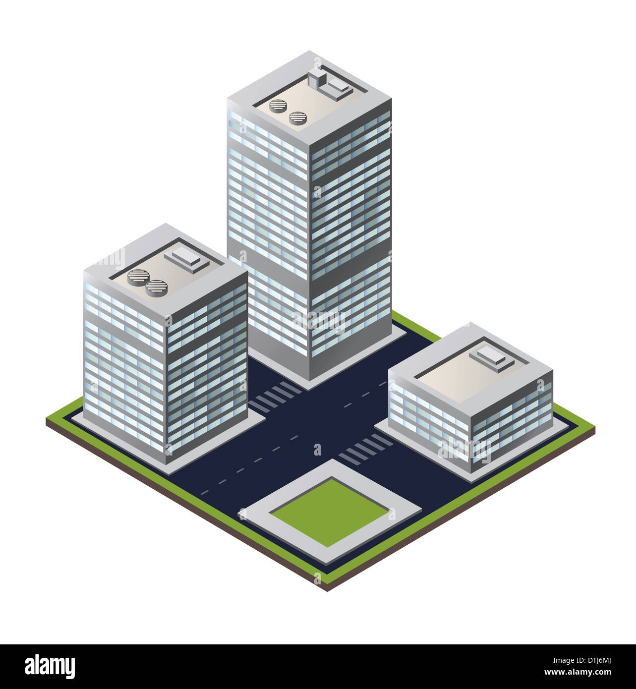 Vector city block on a white background Stock Photo - Alamy