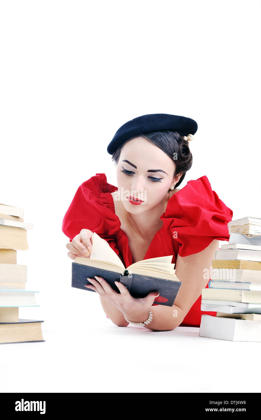 beautiful young woman read book Stock Photo - Alamy