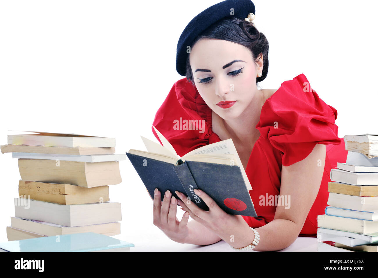 beautiful young woman read book Stock Photo - Alamy