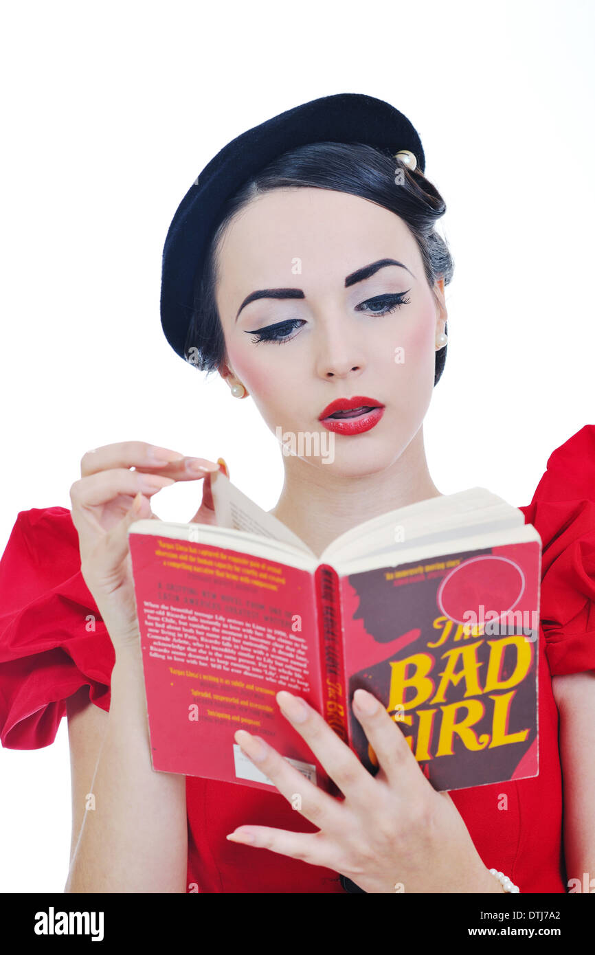 beautiful young woman read book Stock Photo - Alamy