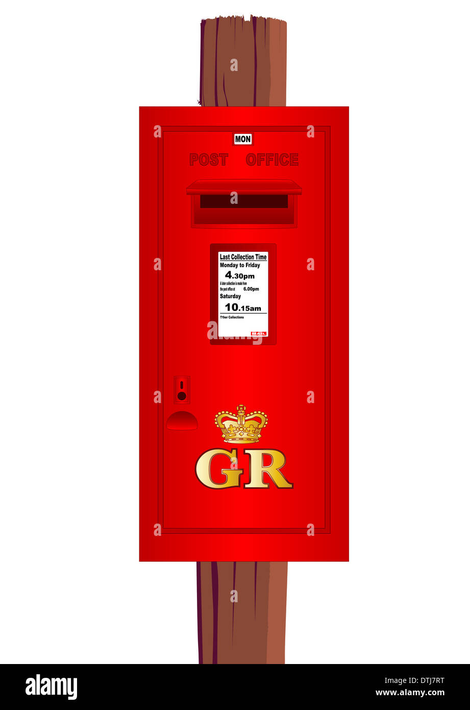 A pole mounted post box isolated on white Stock Photo - Alamy